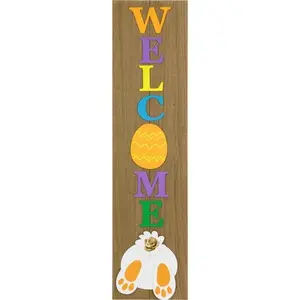 NORTHLIGHT Welcome Easter Egg Wooden Porch Board Sign39.25 - Brown