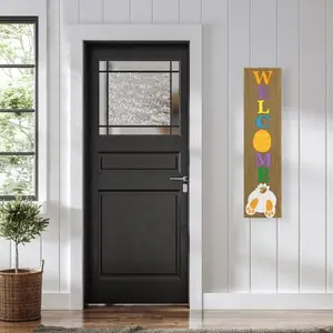 NORTHLIGHT Welcome Easter Egg Wooden Porch Board Sign39.25