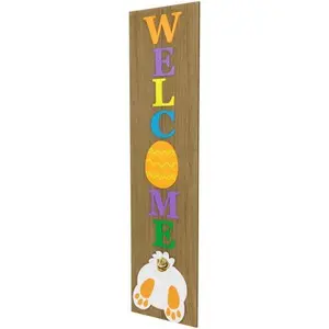 NORTHLIGHT Welcome Easter Egg Wooden Porch Board Sign39.25