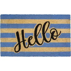 NORTHLIGHT Natural Coir "hello" Outdoor Rectangular Doormat 18" X 30 - Yellow