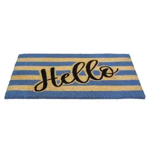 NORTHLIGHT Natural Coir "hello" Outdoor Rectangular Doormat 18" X 30
