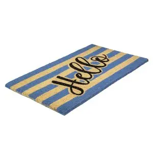 NORTHLIGHT Natural Coir "hello" Outdoor Rectangular Doormat 18" X 30