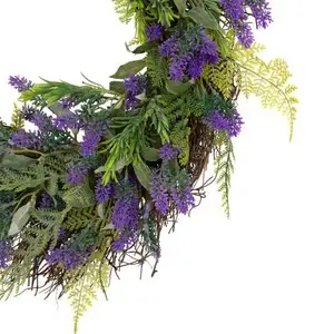 NORTHLIGHT Lavender And Spring Foliage Artificial Floral Wreath24