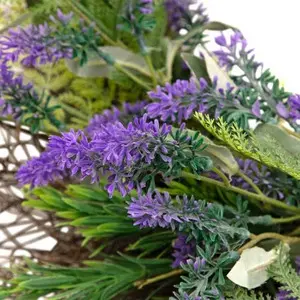 NORTHLIGHT Lavender And Spring Foliage Artificial Floral Wreath24