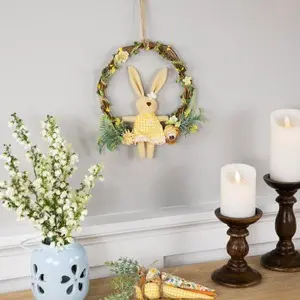 NORTHLIGHT Bunny With Flowers Artificial Mini Easter Twig Wreath10