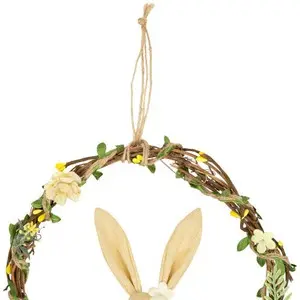 NORTHLIGHT Bunny With Flowers Artificial Mini Easter Twig Wreath10