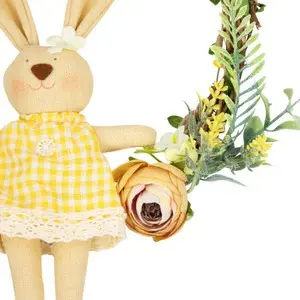 NORTHLIGHT Bunny With Flowers Artificial Mini Easter Twig Wreath10