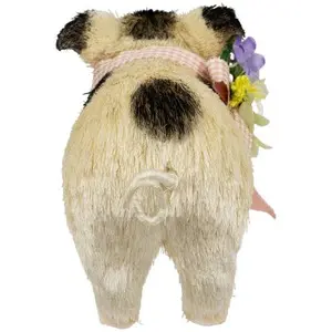 NORTHLIGHT Spotted Piglet With Bow And Flowers Spring Figurine9