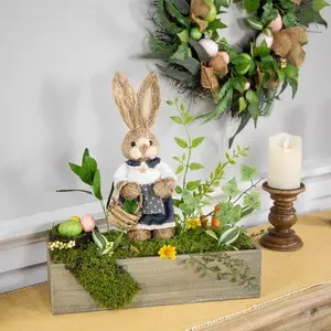 NORTHLIGHT Boxed Garden Arrangement With Bunny Easter Decoration17.25 - Brown