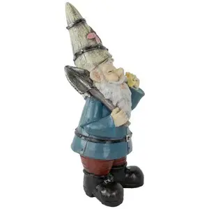 NORTHLIGHT Gnome With Shovel Outdoor Garden Statue15.25