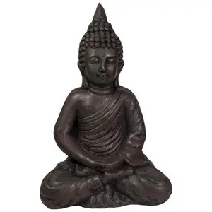 NORTHLIGHT 17.5" Dark Meditating Buddha Outdoor Garden Statue - Brown