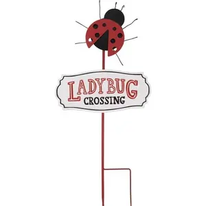NORTHLIGHT Ladybug Crossing Metal Outdoor Garden Stake23 - Black