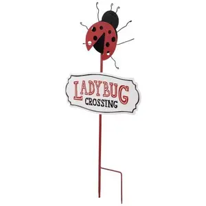 NORTHLIGHT Ladybug Crossing Metal Outdoor Garden Stake23