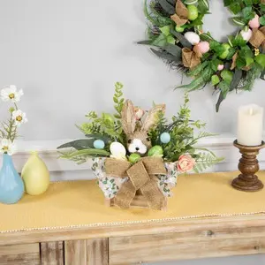 NORTHLIGHT Boxed Floral Arrangement With Bunny Easter Decoration12