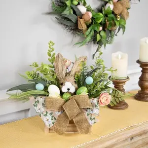 NORTHLIGHT Boxed Floral Arrangement With Bunny Easter Decoration12