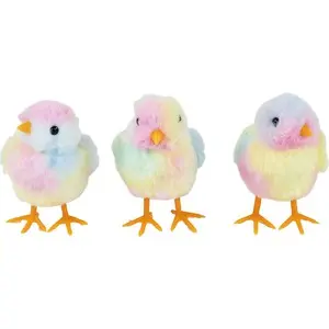 NORTHLIGHT Plush Tie Dye Easter Chick Figurines4.25"set Of 3 - Multi