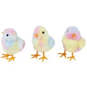NORTHLIGHT Plush Tie Dye Easter Chick Figurines4.25"set Of 3