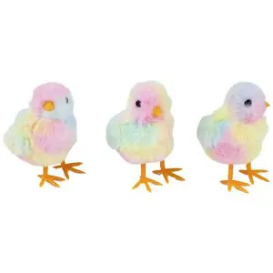 NORTHLIGHT Plush Tie Dye Easter Chick Figurines4.25"set Of 3