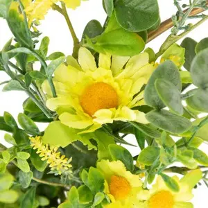 NORTHLIGHT Lemon And Daisy Springtime Half Wreath22"