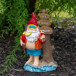 NORTHLIGHT 10.5" And Blue Beach Gnome Outdoor Garden Statue