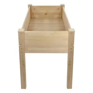 NORTHLIGHT 4ft Natural Wood Raised Garden Bed Planter Box With Liner