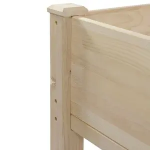 NORTHLIGHT 4ft Natural Wood Raised Garden Bed Planter Box With Liner