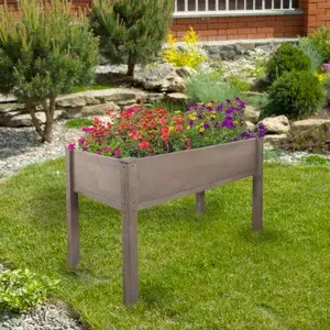 NORTHLIGHT 4ft Wood Raised Garden Bed Planter Box With Liner