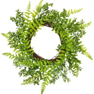 NORTHLIGHT Fern Leaf Artificial Springtime Wreath18" - Green