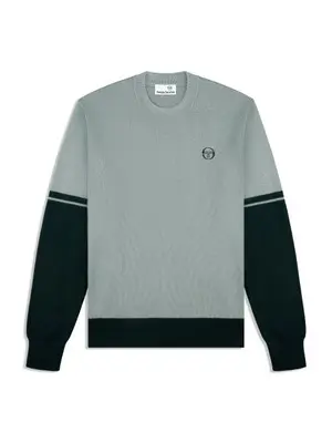 SERGIO TACCHINI Giovane Crewneck Sweatshirt With Color-block Sleeves And Monogram - Slate Gray