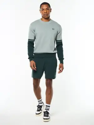 SERGIO TACCHINI Giovane Crewneck Sweatshirt With Color-block Sleeves And Monogram - Slate Gray