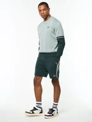 SERGIO TACCHINI Giovane Crewneck Sweatshirt With Color-block Sleeves And Monogram - Slate Gray
