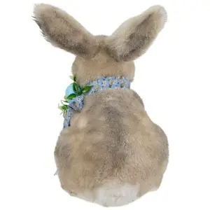 NORTHLIGHT Plush Rabbit With Floral Bow Easter Figurine8