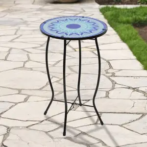 NORTHLIGHT 19" Sun Mosaic Glass Patio Side Table