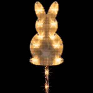 NORTHLIGHT Lighted Plaid Easter Bunny Outdoor Pathway Markers28.5"set Of 4