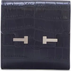 TOM FORD Aube Croc Embossed Leather Flap Card Case - Black