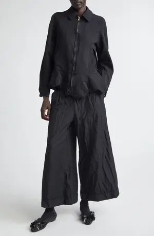 Comme Des Garçons Raw Edge Gabardine Peplum Jacket
