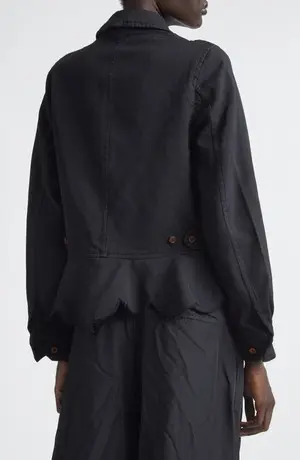 Comme Des Garçons Raw Edge Gabardine Peplum Jacket
