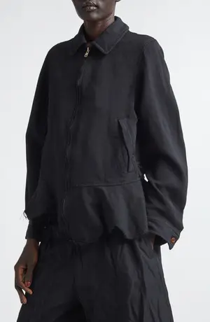 Comme Des Garçons Raw Edge Gabardine Peplum Jacket