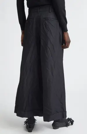 Comme Des Garçons Crinkled Twill Wide-leg Pants