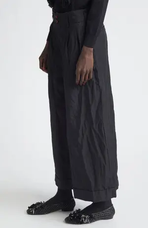 Comme Des Garçons Crinkled Twill Wide-leg Pants