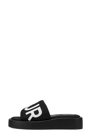 Karl Lagerfeld Paris Opal Bonjour Platform Slide Sandal - Black
