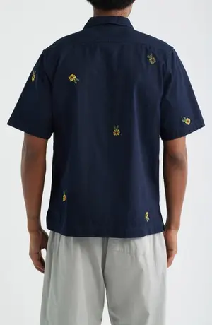 SERVICE WORKS Cross Stitch Organic Cotton Button-up Shirt