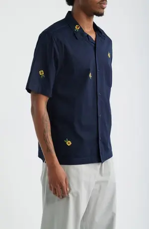 SERVICE WORKS Cross Stitch Organic Cotton Button-up Shirt
