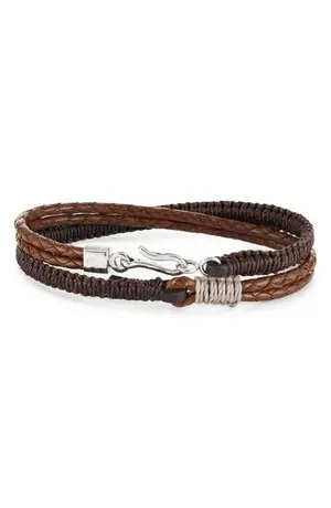 Caputo & Co Double Wrapped Braided Bracelet Dark Brown