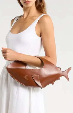 Staud Leather Shark Clutch