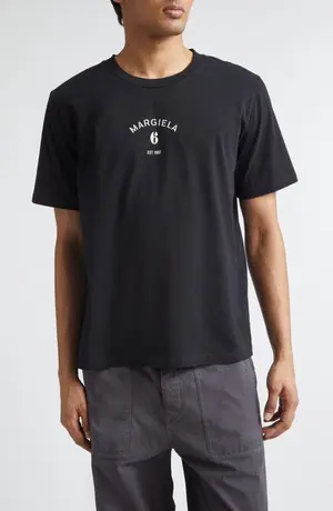 MAISON MARGIELA Signature Embroidered Logo Graphic T-shirt - Black