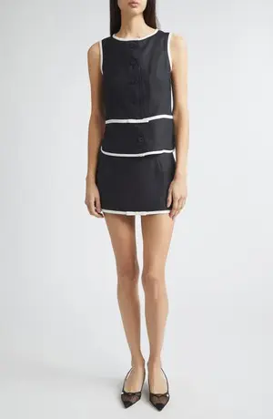 TANNER FLETCHER Pauline Linen Bow Top