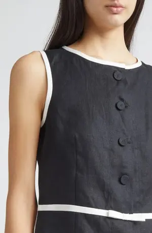 TANNER FLETCHER Pauline Linen Bow Top