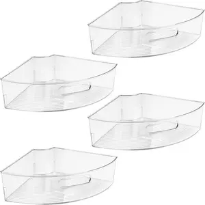LINUS Lazy Susan 1/4 Wedge Bin With Handle, Set Of 4 - Clear