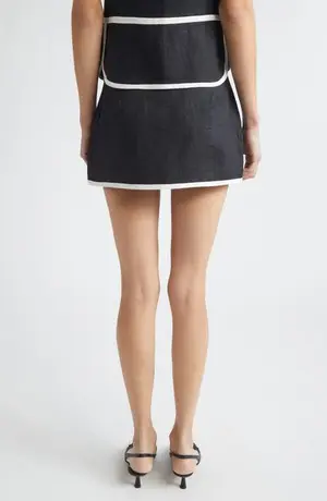 TANNER FLETCHER Paula Linen Bow Miniskirt
